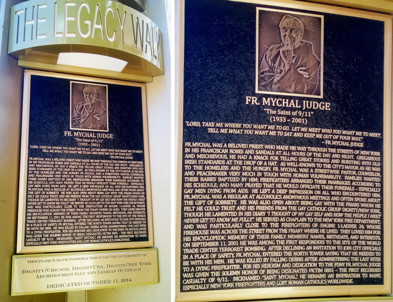 Father Mychal F. Judge at St. Francis of Assisi Church & Friary – NYC ...