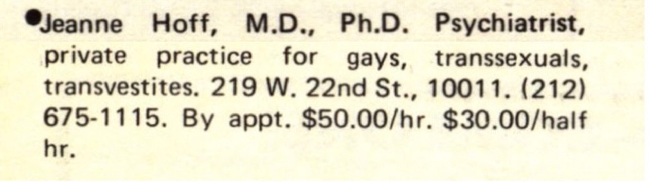 Dr. Jeanne Hoff Residence & Office – NYC LGBT Historic Sites Project