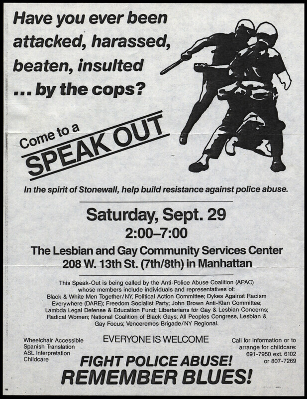 Anti-Police Brutality Protest in Response to the Blue’s Bar Raids – NYC ...